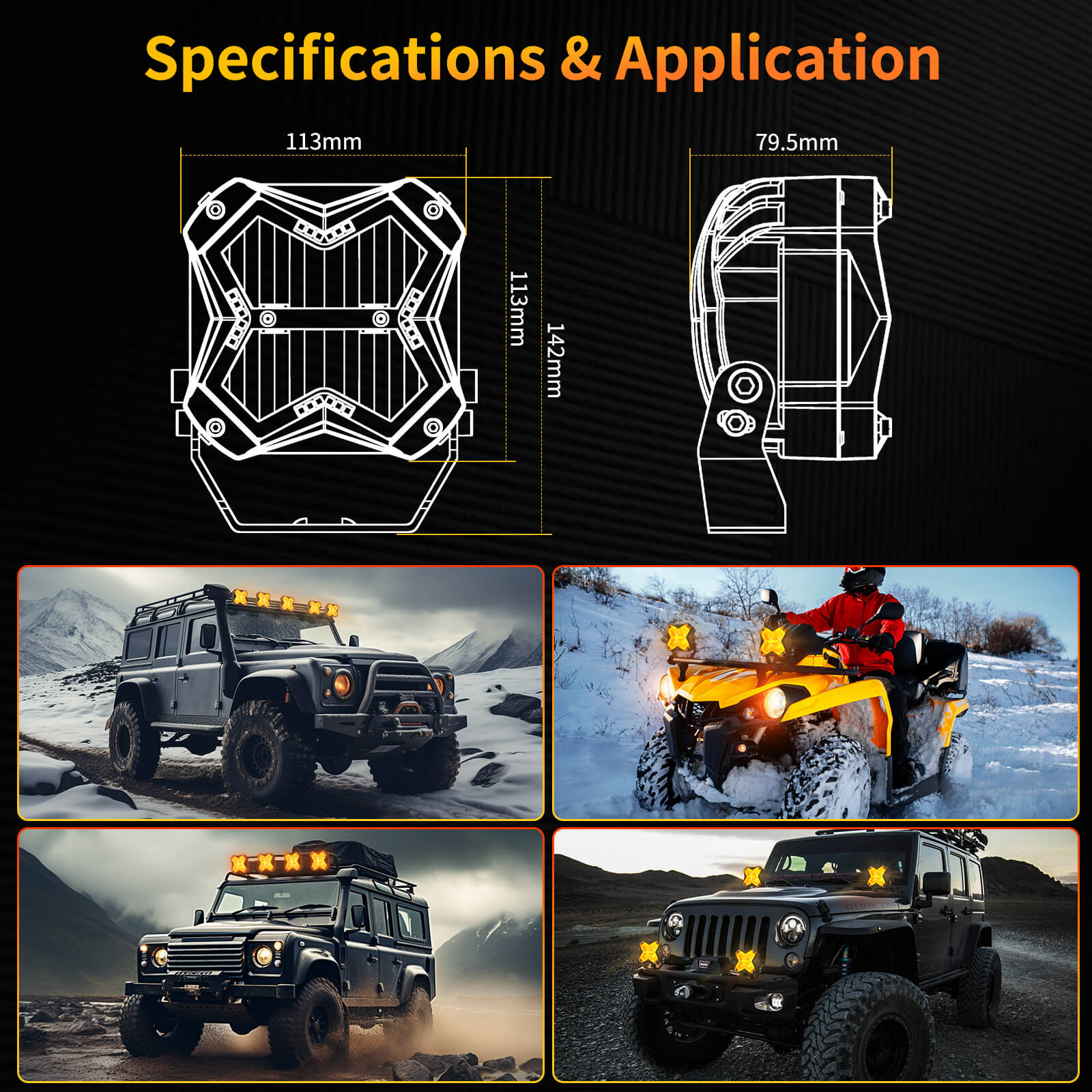 X11-1 5 Inch LED Off-Road Lights Spot Flood Combo With DRL White&Amber ...